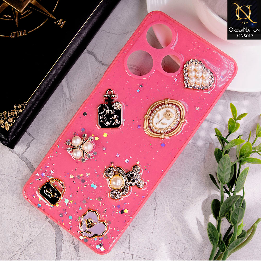 Infinix Hot 30 Cover - Dark Pink - New Bling Bling Sparkle 3D Flowers ...