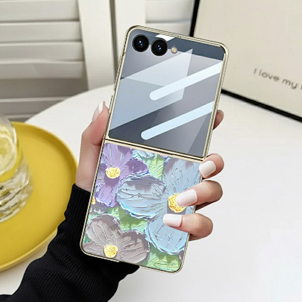 Samsung Galaxy Z Flip 7 Cover - Floral Series - Design 1 - Purple & Aq – OrderNation