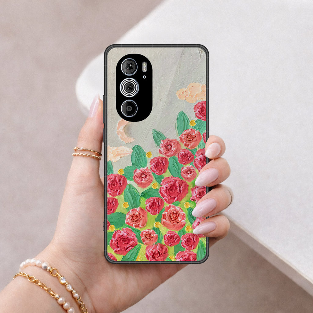 Motorola Edge x30 Cover - Floral Series - Design 10 - Red & Green - HQ ...