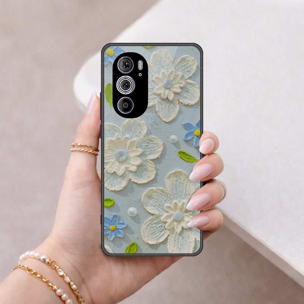 Motorola Edge 30 Pro Cover - Floral Series - Design 3 - Sky Blue - HQ ...