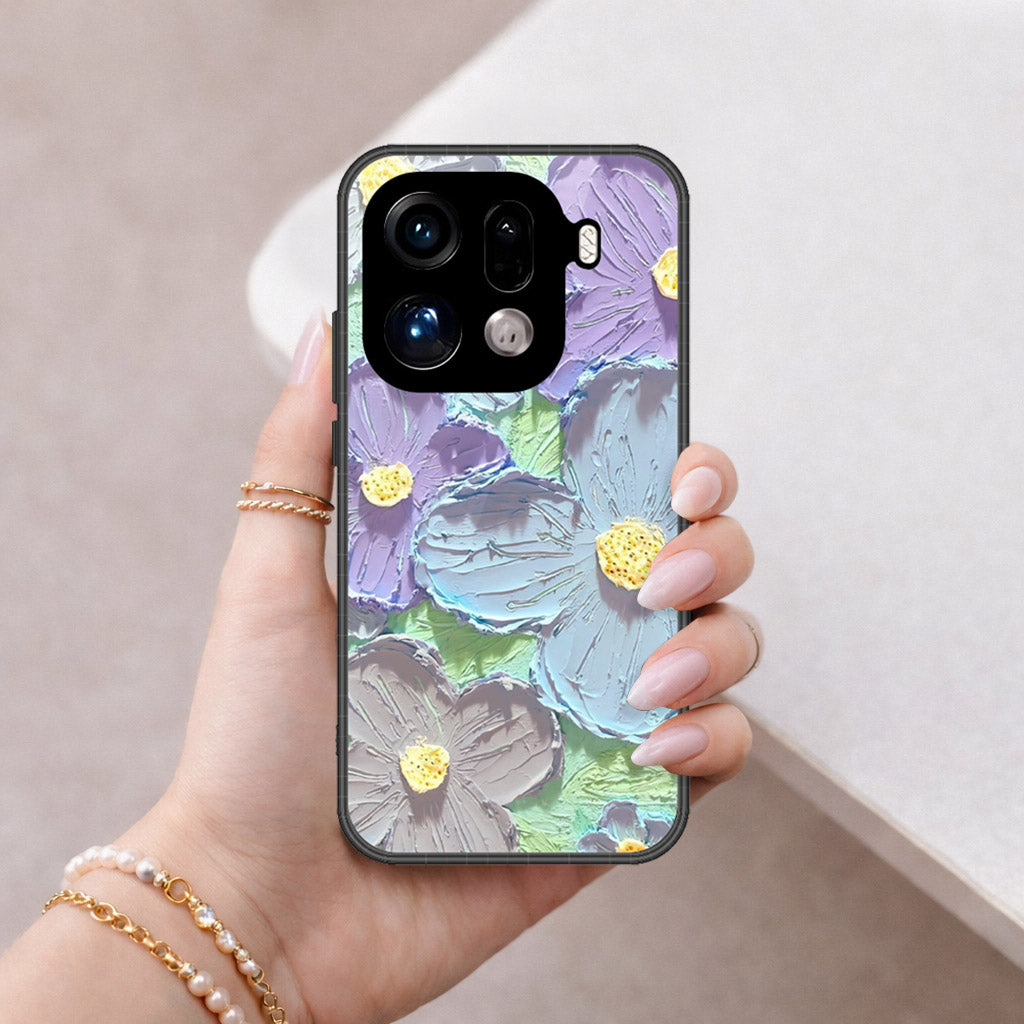 Oppo Find X9 Pro Cover - Floral Series - Design 1 - Purple & Aqua - HQ ...