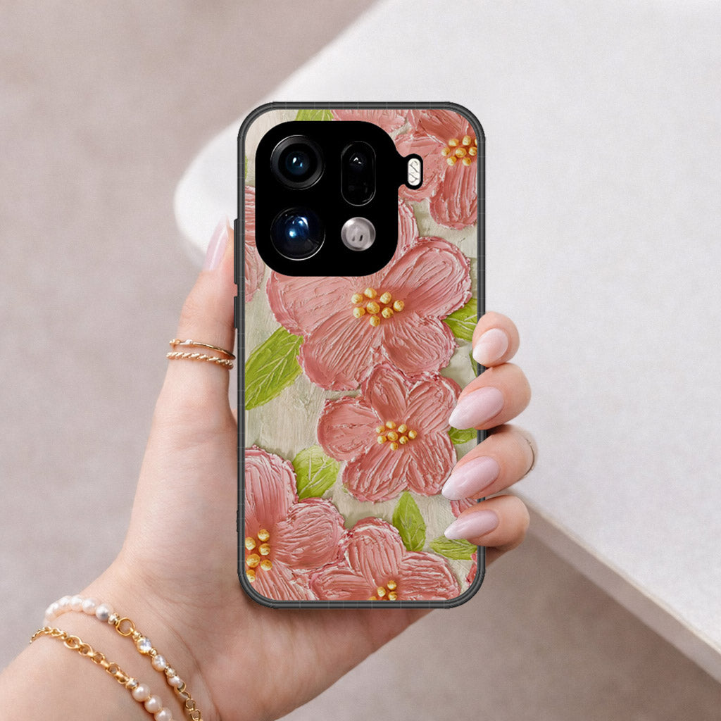 Oppo Find X9 Pro Cover - Floral Series - Design 9 - Pink & Green - HQ ...