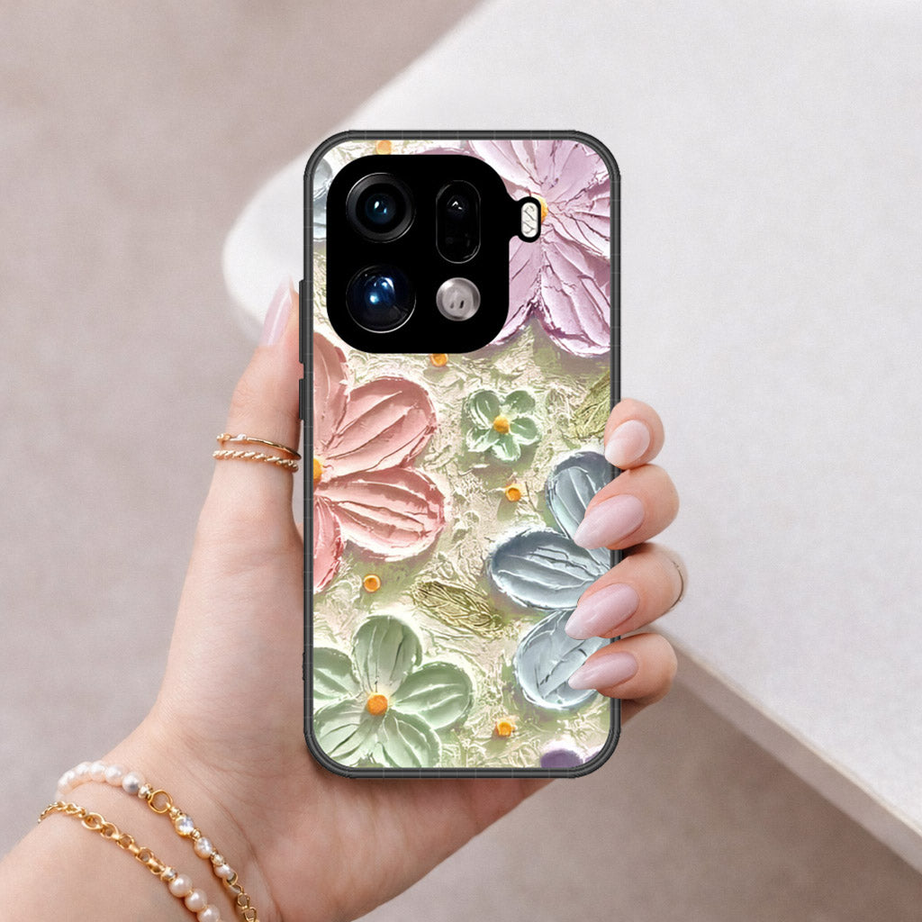 Oppo Find X9 Pro Cover - Floral Series - Design 15 - Blue & Green - HQ ...