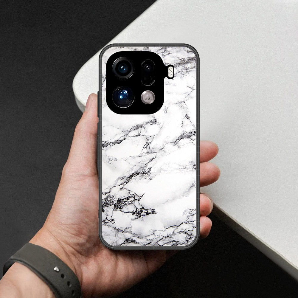 Oppo Find X9 Pro Cover - White Marble Series - HQ Premium Shine Durabl ...