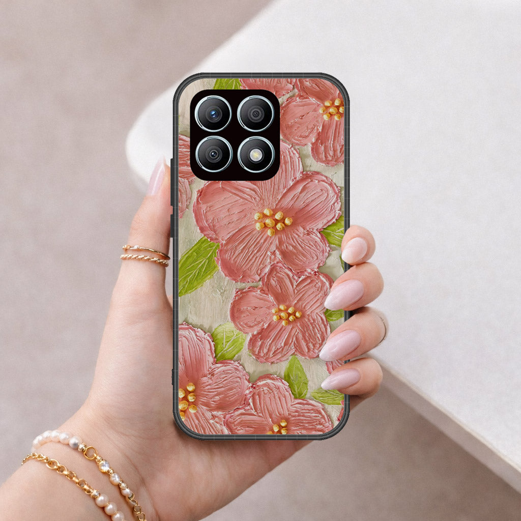 Honor X8a Cover - Floral Series - Design 9 - Pink & Green - HQ Premium ...