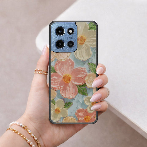 Motorola Moto G (2025) Cover - Floral Series - Design 16 - Cyan & Pink ...