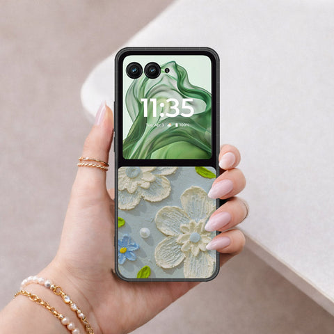 Motorola Razr 50 Ultra Cover - Floral Series - Design 3 - Sky Blue - H ...