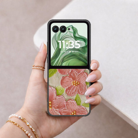 Motorola Razr 50 Ultra Cover - Floral Series - Design 9 - Pink & Green ...