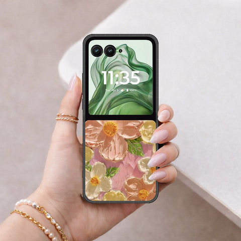 Motorola Razr 50 Ultra Cover - Floral Series - Design 11 - White & Gre ...