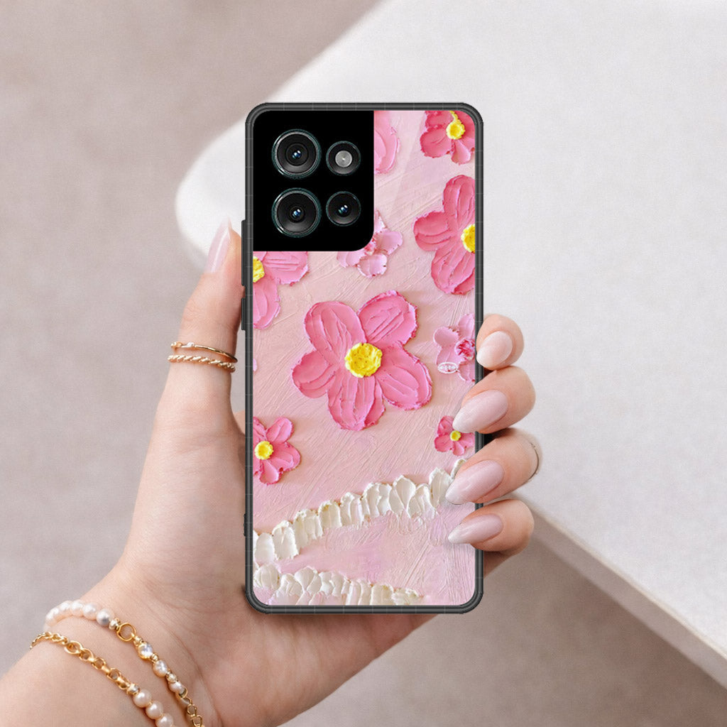 Motorola Edge 50 Cover - Floral Series - Design 2 - Pink - HQ Premium ...