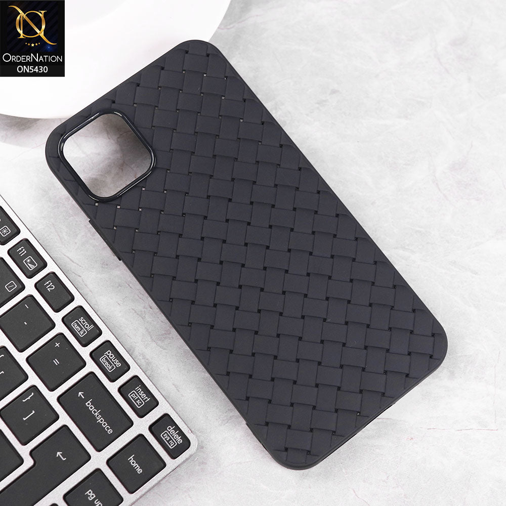 iPhone 11 Pro Max Cover - Black - New Woven Design Leather Feel Soft T ...