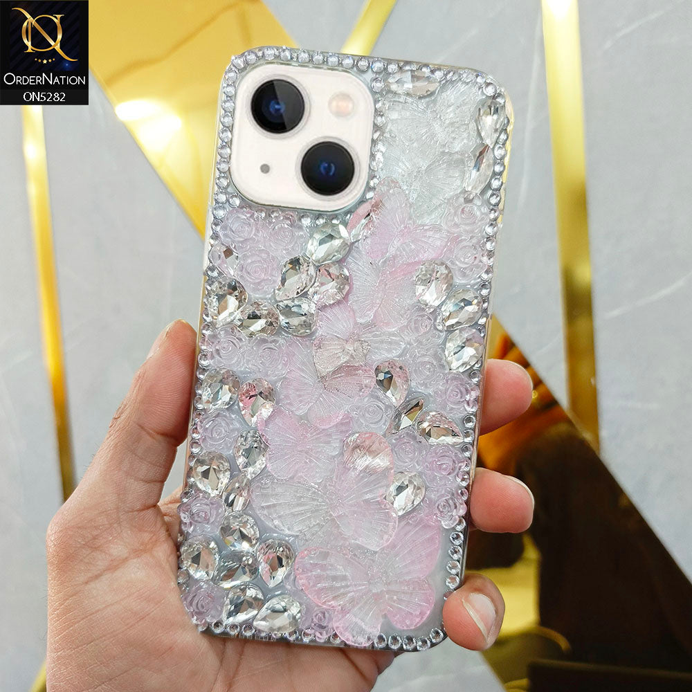 iPhone 13 Cover - Design 2 - Cute 3D Flowers Butterfly Shiny Rhineston ...