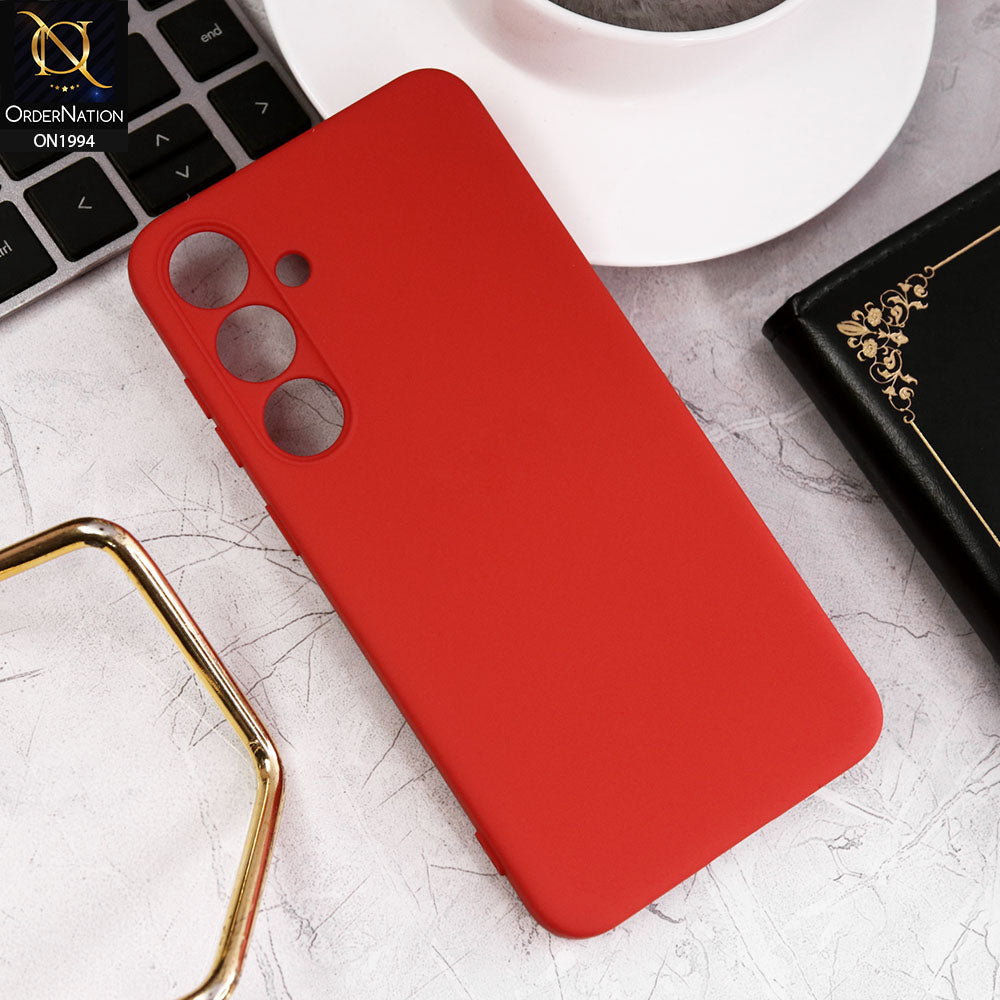 Samsung Galaxy S24 Cover - Red - Matte Shockproof Sillica Gel Soft Cas ...