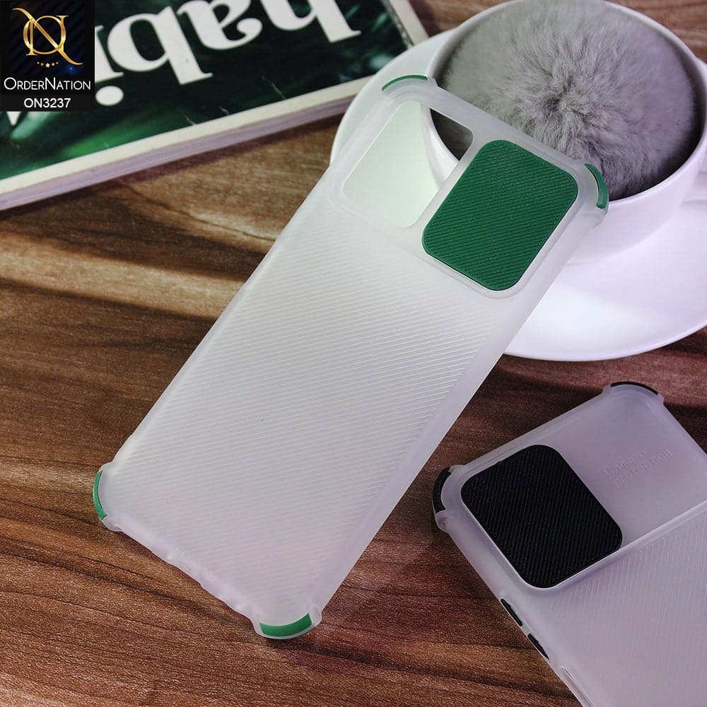 Vivo Y73 Cover - Dark Green - Soft Semi Transparent Camera Slider Case ...