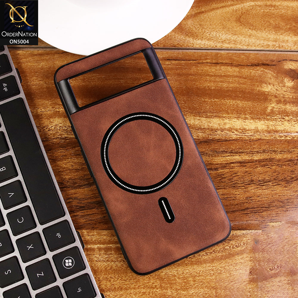 Google Pixel 8 Cover - Dark Brown - New Luxury Matte Leather Magnetic ...