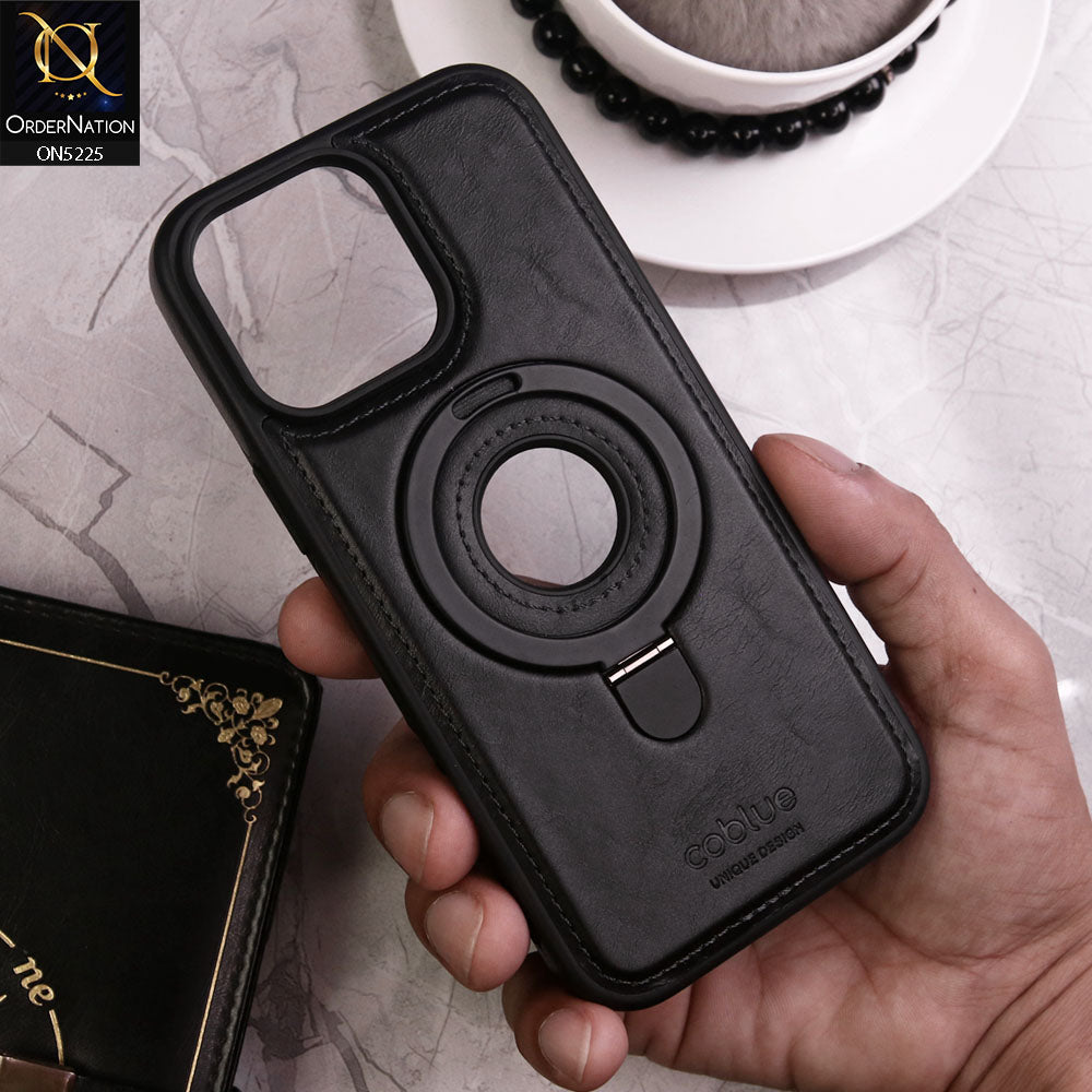 iPhone 16 Pro Max Cover - Black - Luxury Coblue Primum Leather Back Wi ...