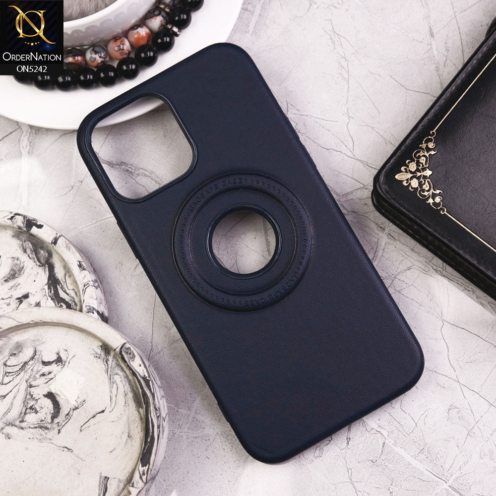 iPhone 13 Pro Max Cover - Blue - Luxury Pu Leather Texture Magsafe Sof ...