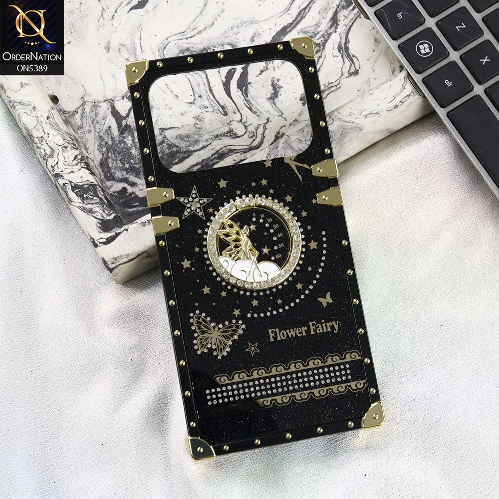 Tecno Spark 40 Cover - Black - Trendy Flower Fairy Stylish Soft Square ...