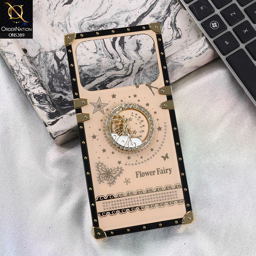 Tecno Spark 40 Cover - Golden - Trendy Flower Fairy Stylish Soft Squar ...