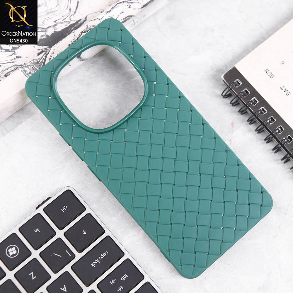 Xiaomi Redmi Note 14 Pro 4G Cover - Green - New Woven Design Leather F ...