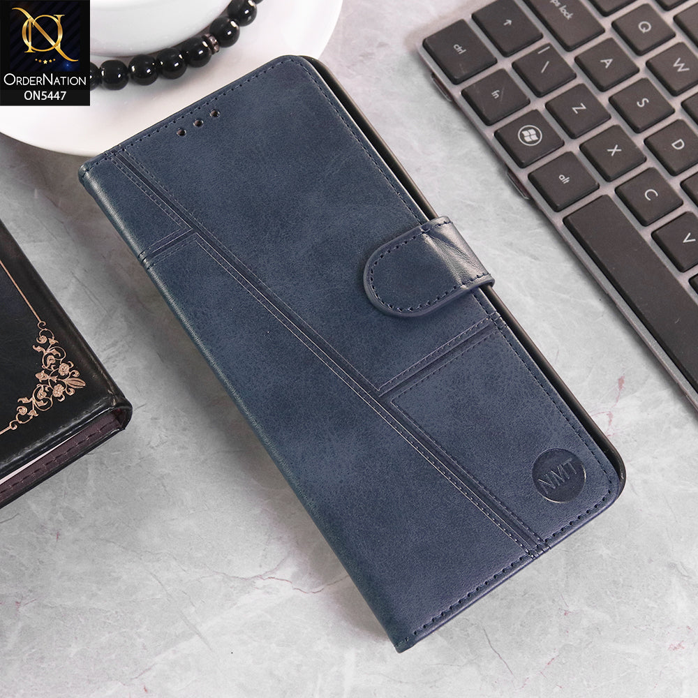 Vivo Y31 5G Cover - Blue - Premium Leather Megantic Flip Book Covers W ...