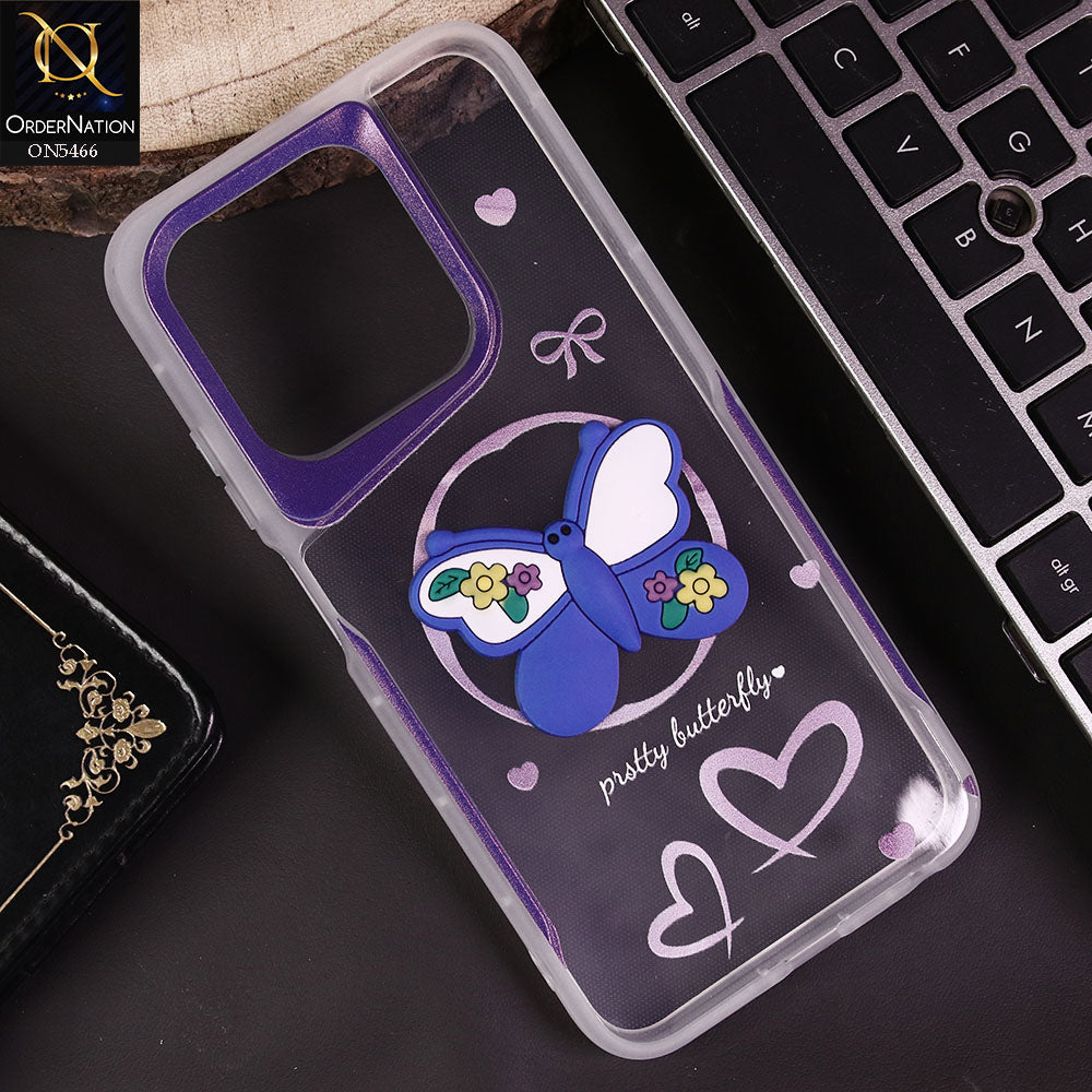 Infinix Hot 50i Cover - Blue - Cute 3D Butterfly Soft Case – OrderNation