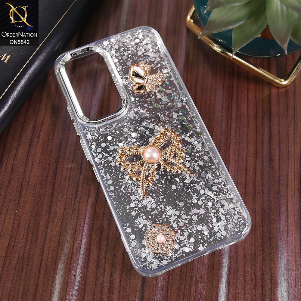 Infinix Hot 60 Pro Cover - Silver - New Beeded Rhinestones Shinny Glit ...