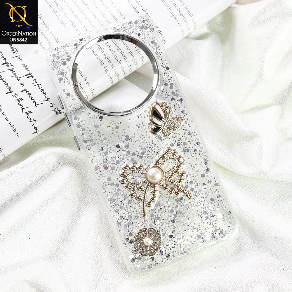 Oppo Reno 12F 4G Cover - Silver - New Beeded Rhinestones Shinny Glitte ...