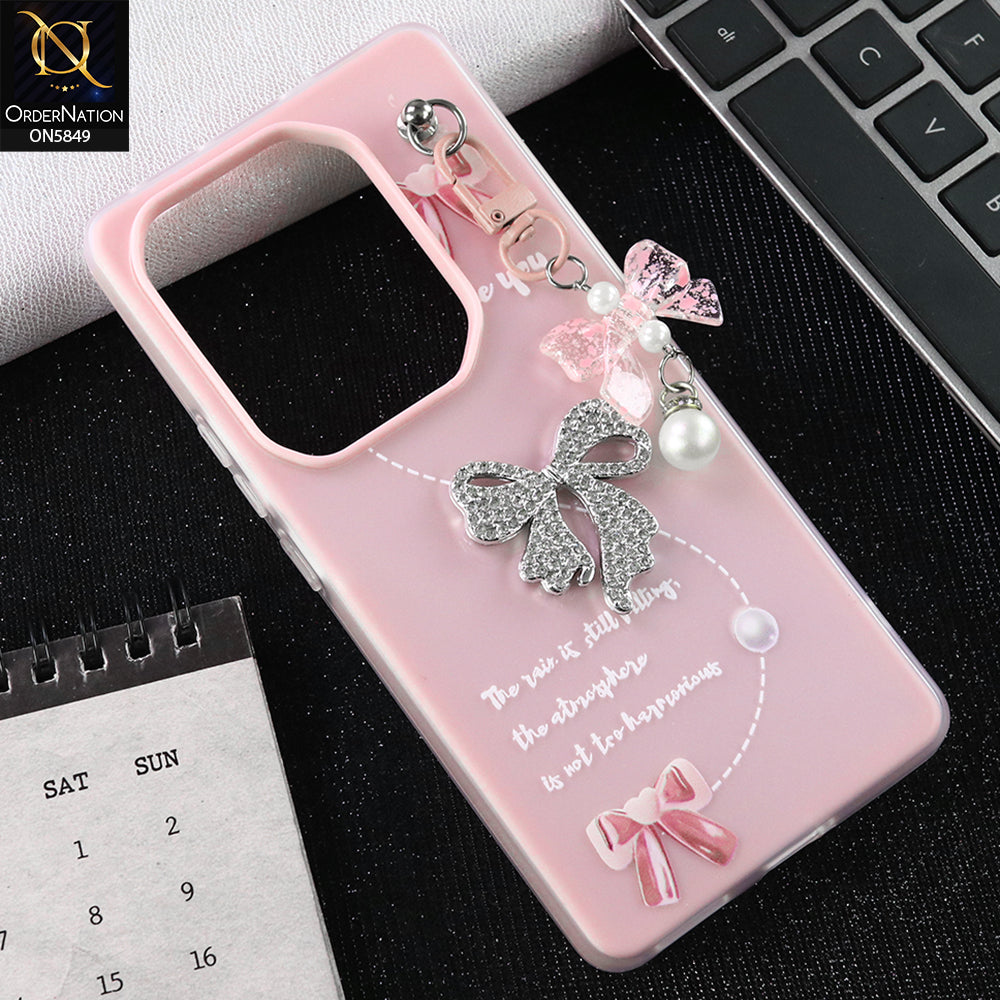 Infinix Note 50 Pro 4G Cover - Pink - New Premium Rhinestone Bow and B ...