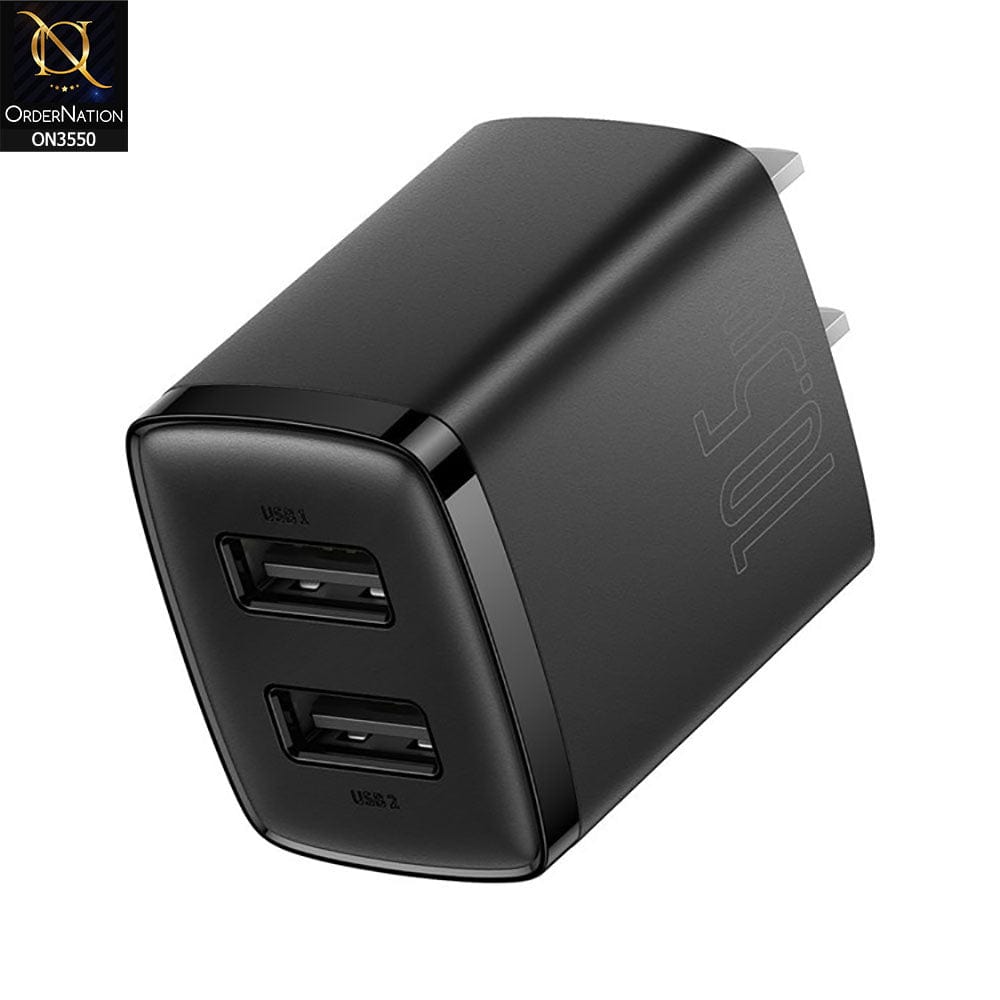 Baseus Compact Charger 2USB 10.5W CN - Black – OrderNation