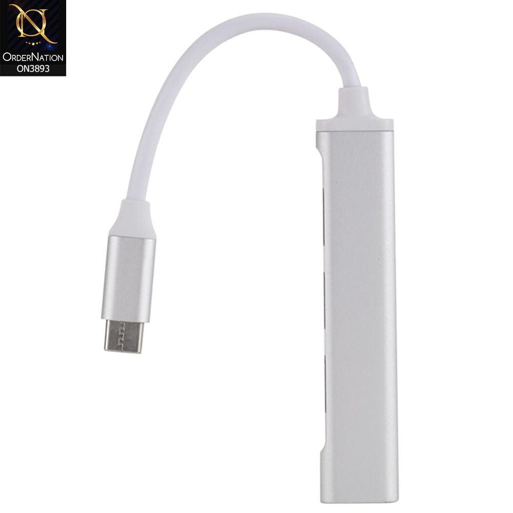 White - C809 Type C USB Hub 4-Port USB 3.0 Data Hub Adapter Portable U – OrderNation