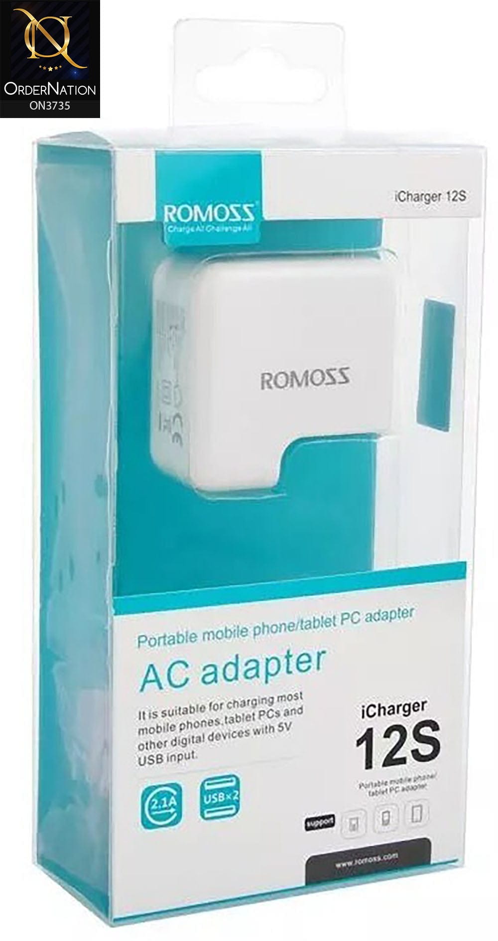 White - ROMOSS iCharger 12S double USB wall charger – OrderNation