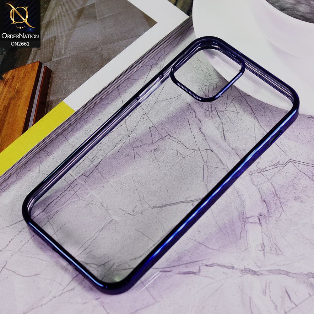iPhone 12 Pro Max - Blue - Soft Electroplated Colorful Borders Case ...