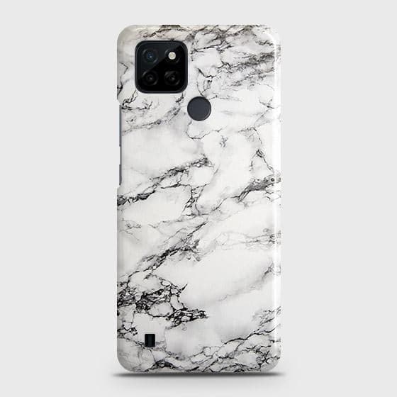 Realme C25Y Cover - Matte Finish - Trendy White Floor Marble Printed H ...