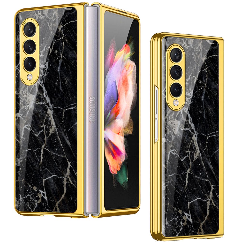 Samsung Galaxy Z Fold 4 5G Cover- Black Marble Series - Premium Electr ...