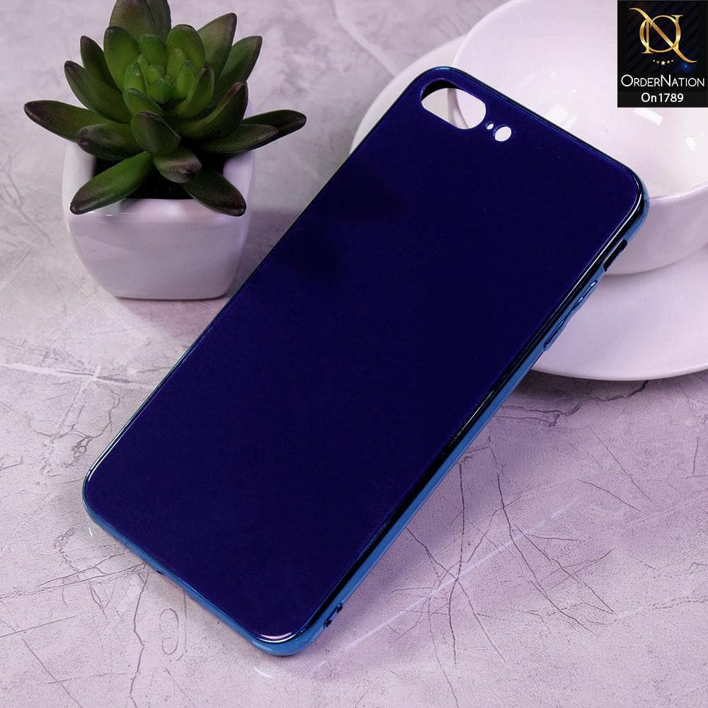 iPhone 8 Plus / 7 Plus Cover - Blue - Shiny Tempered Glass Soft Case ...