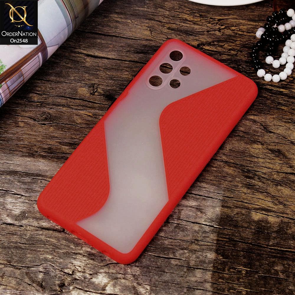 Samsung Galaxy A32 4G Cover - Red - New Ziggy Line Wavy Style Soft Cas ...