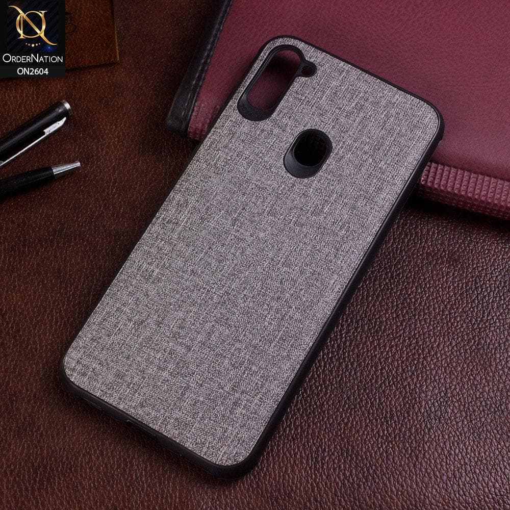 Samsung Galaxy M11 Cover - Gray - New Fabric Soft Silicone Logo Case ...