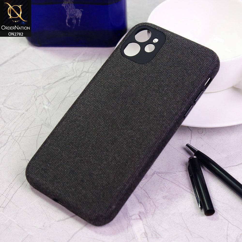 iPhone 12 Cover - Black - Luxury Fabric Jeans Texture Camera Protectio ...