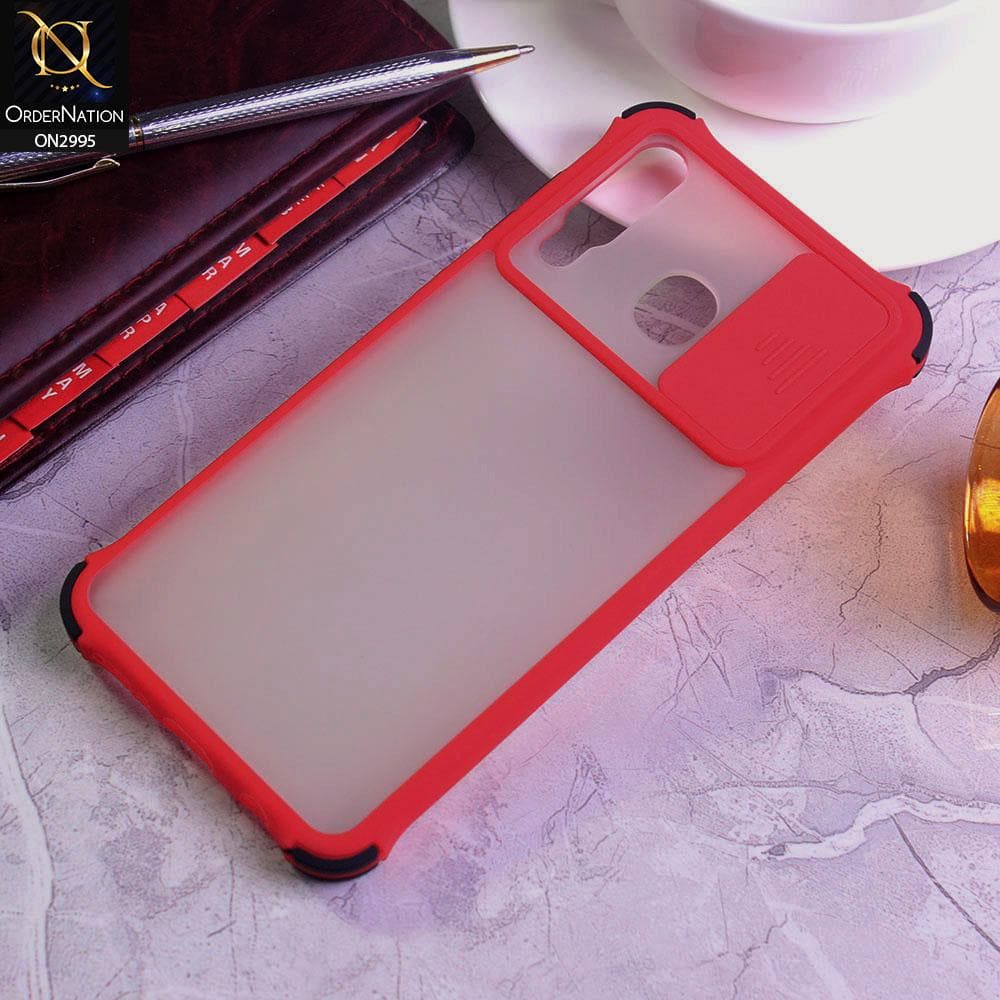 Samsung Galaxy A30 Cover - Red - Shockproof Bumper Color Border Semi T ...