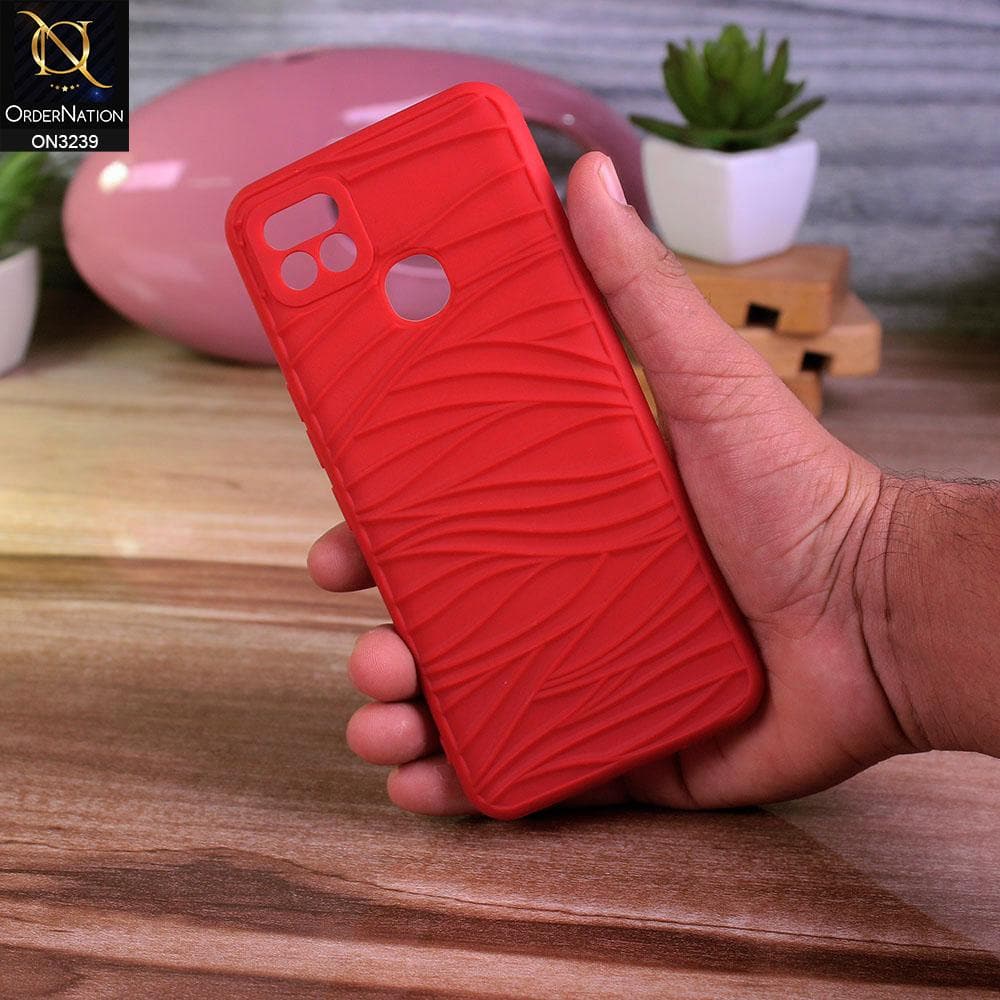 Infinix Hot 10i Cover - Red - Wavy Lines Soft Silicone Camera Protecti ...