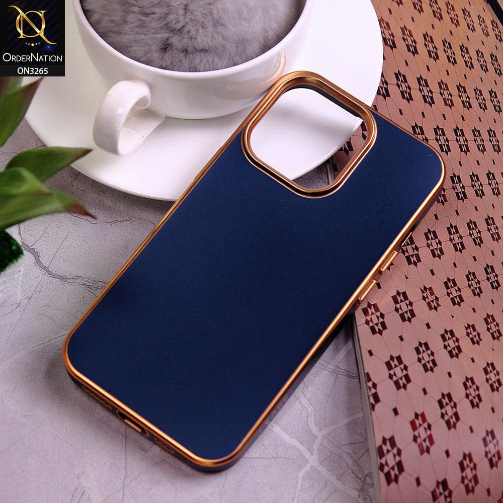 iPhone 13 Pro Cover - Blue - Soft Gold Plated Color Borders Back Case ...