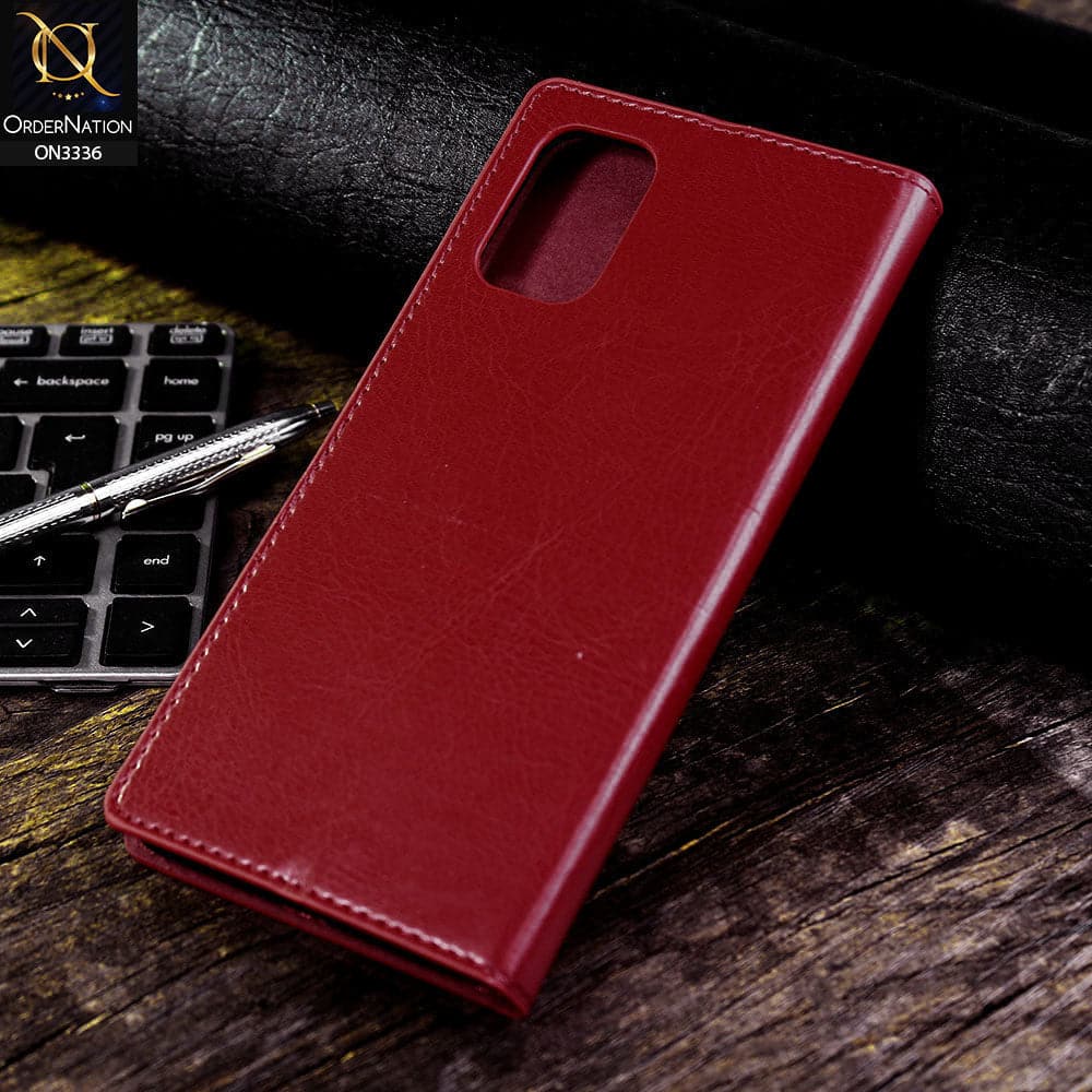 OnePlus 8T Cover - Red - Rich Boss Leather Texture Soft Flip Book Case ...
