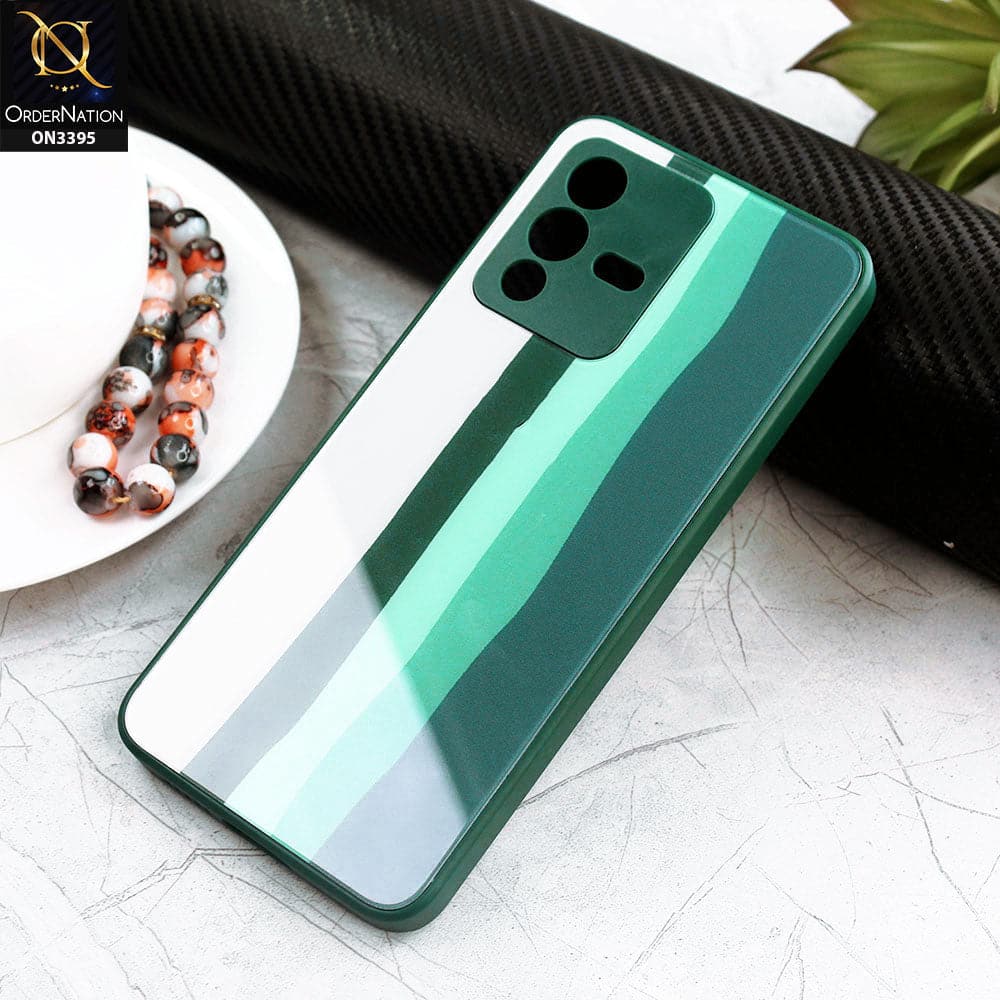 Vivo V23 5G Cover - Green - New Infinity Rainbow Series Back tempered ...