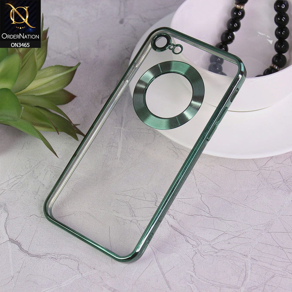 iPhone SE 2022 Cover - Green - Soft Color Borders Logo Hole With Camer ...