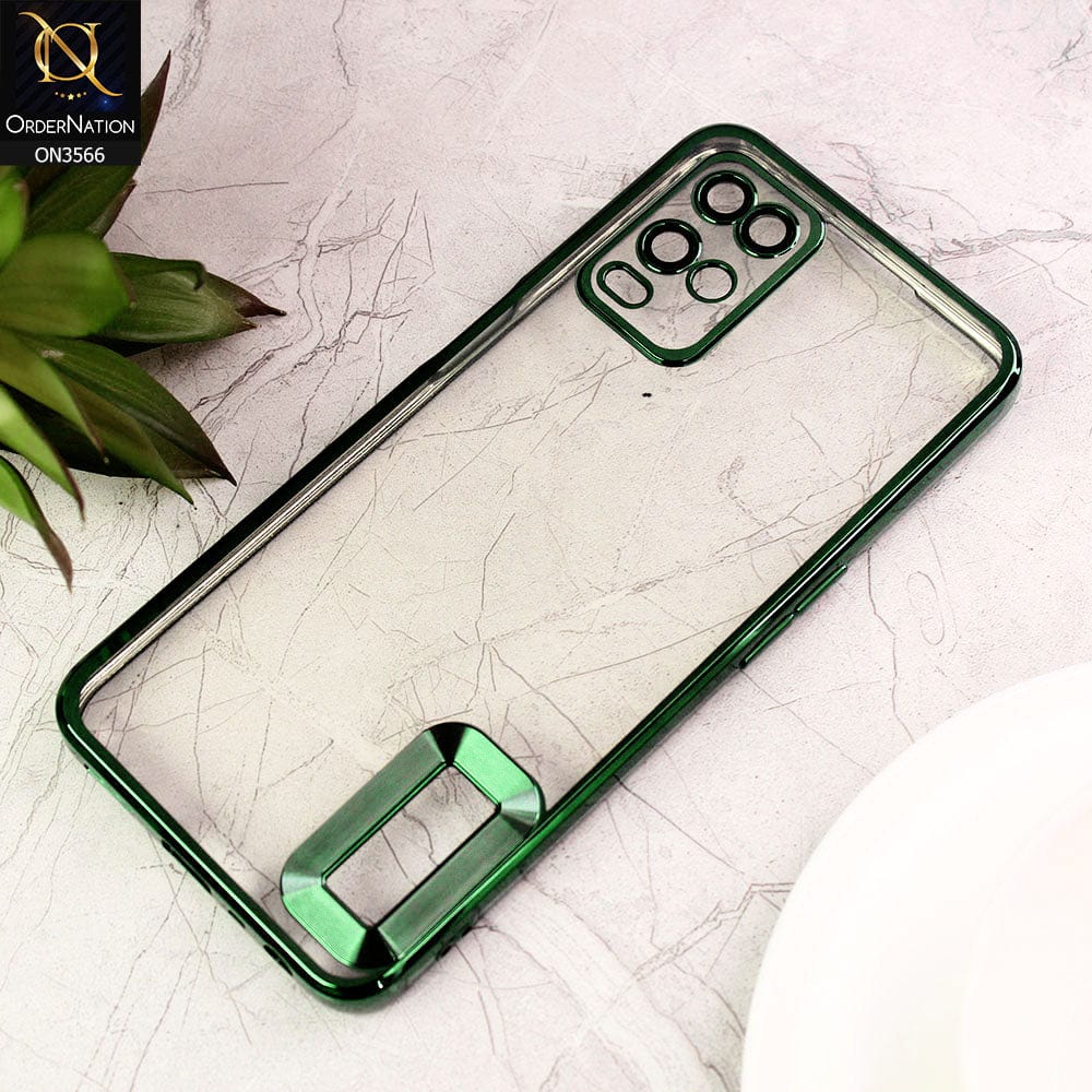 Oppo A55 5G Cover - Green - Electroplating Borders Logo Hole Camera Le ...