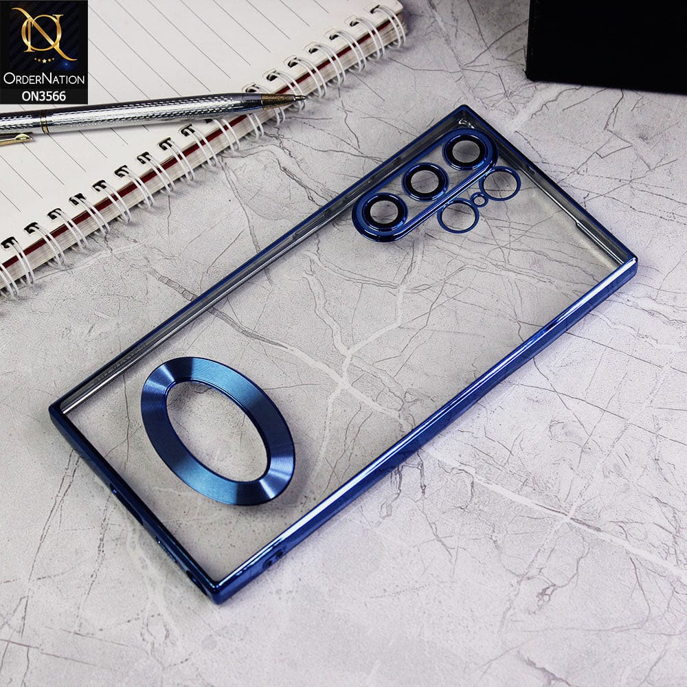 Samsung Galaxy S22 Ultra 5G Cover - Blue - Electroplating Borders Logo ...