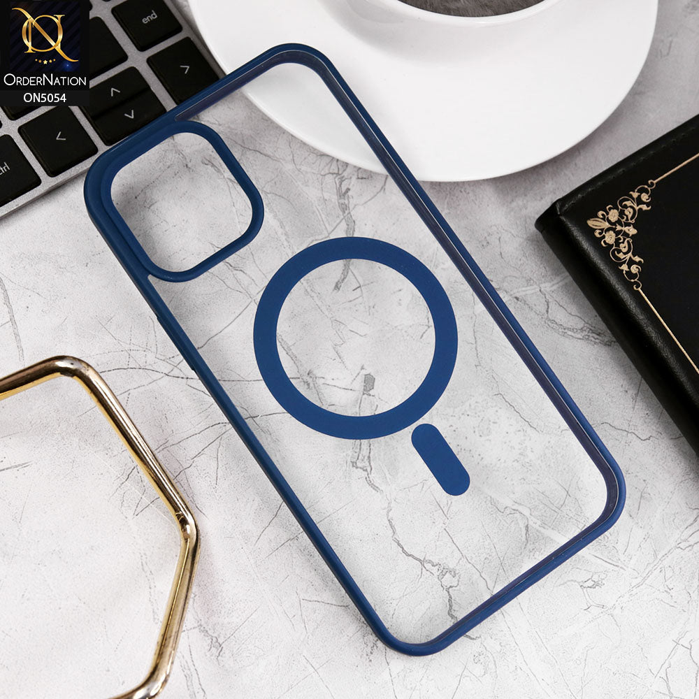 iPhone 12 Pro Max Cover - Navy Blue - New Clear Transparent Back Magne ...