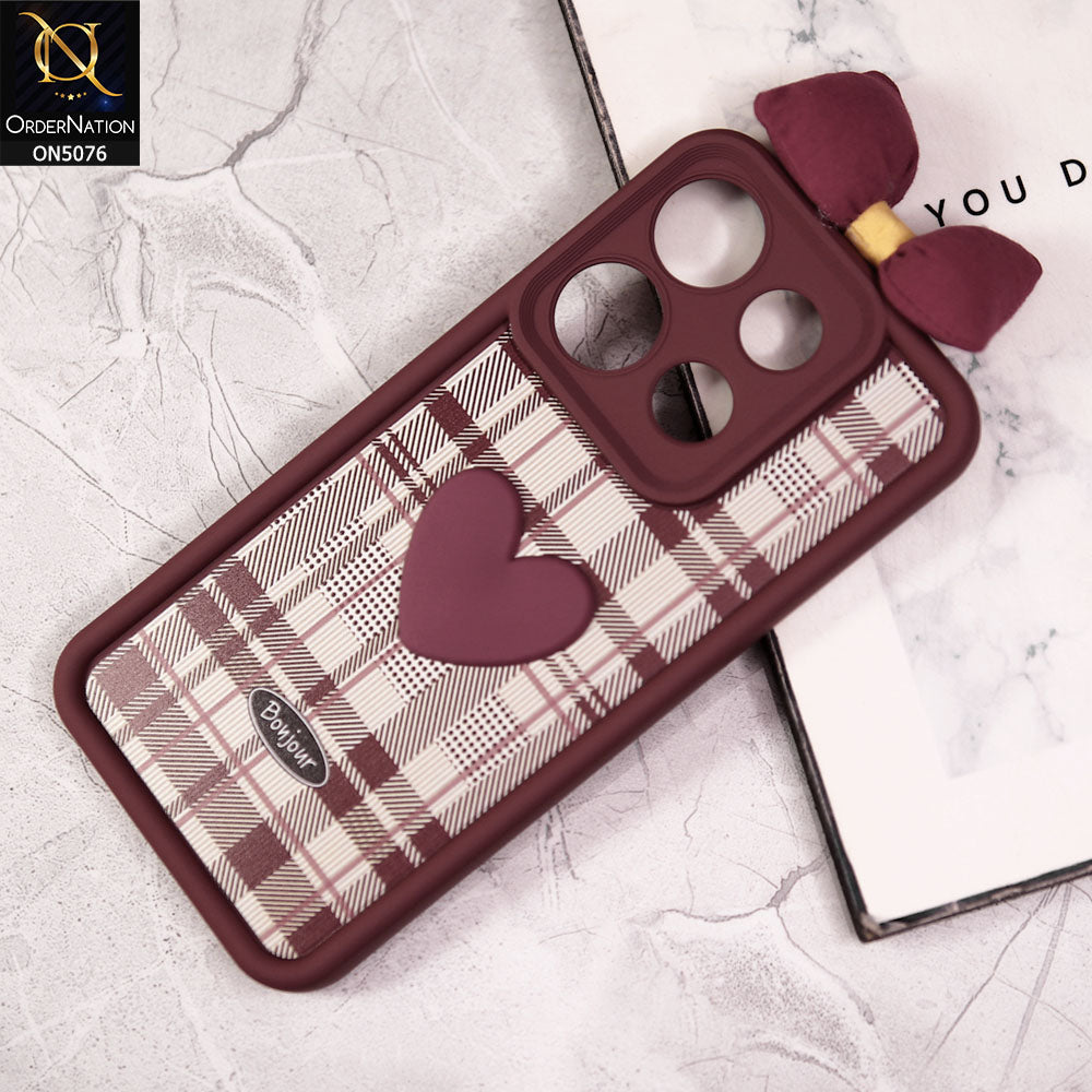 Tecno Pop 7 Cover - Red - Trendy 3D Bow Knot Love Heart Soft Case With ...